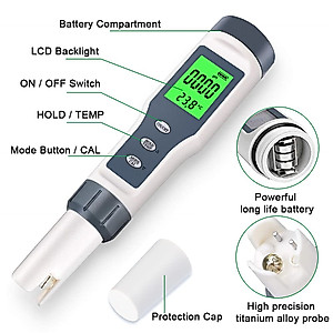 Paddsun 3 in 1 Digital PH Meter with ATC PH Tester, TDS/PH/Temperature Meter, 0.01 Resolution High Accuracy Pen Type Tester, Water Tester for Water, Wine, Spas and Aquariums
