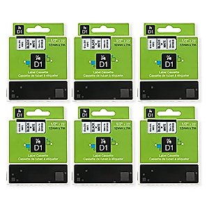 6-Pack Dymo D1 Label Tape Compatible for DYMO 45013 LabelManager 160 280 210D 360D 420P Wireless PnP 220P 260P 450D 500TS 450DUO Label Maker11