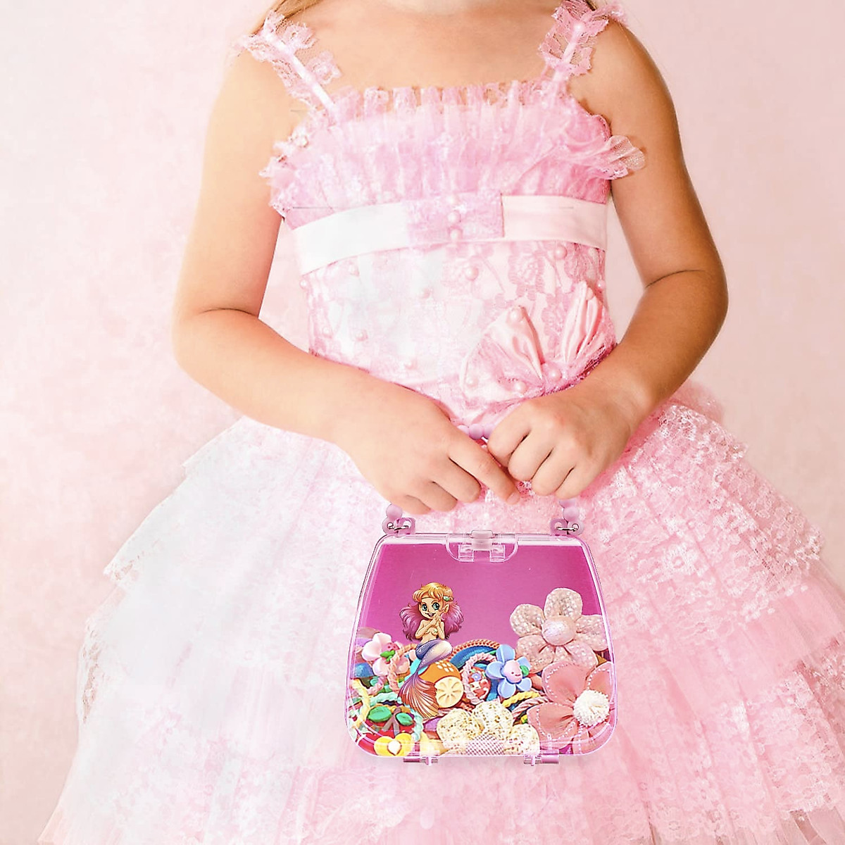 Nsmykhg Plastic Box Storage Box,8 Pack Small Plastic Box Mini Clear Plastic Storage Containers Plastic Beads Storage Containers for Beads, Crafts, Jewelry, Small Items (Pink Handle Bags)