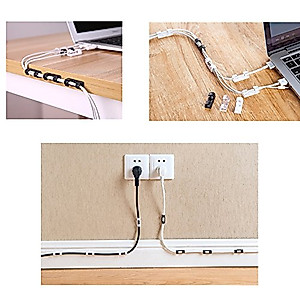Cable Clips with Strong Self-Adhesive Pads - No Tools Required | Organize Cords and Wires for a Clean, Beautiful Home or Office Set of 20 (Clear)