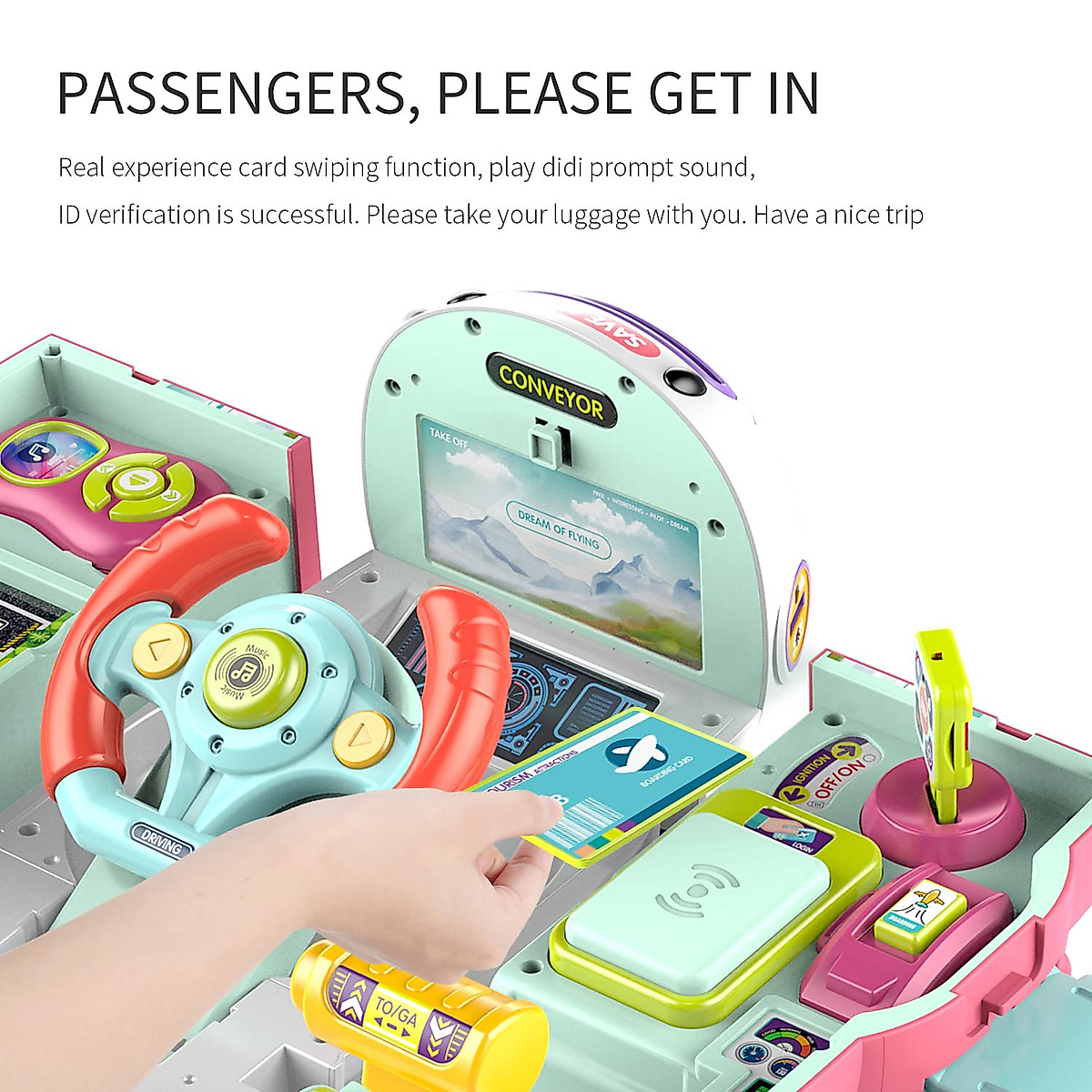 Itcaoseklu Airplane Toy, Kids Play Helicopter Toy with Sound & Light, Musical Airplane Toy for Toddler, Educational Helicopter Piggy Bank Toy Gift for 3 4 5 6+ Kids Boys Girls, Red