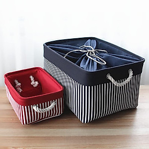 Queenie Wong 2 Pack Closet Canvas Fabric Storage Basket Storage Bins Organizing Baskets for Shelves, Closets, Laundry, Nursery, Decorative Baskets for Gifts Empty