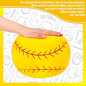 Gerrii 4 Pcs Basketball Softball Football Soccer Volleyball Tennis Pillow 3D Sports Pillow Fluffy Plush Stuffed Throw Pillow Sport Theme Cushion Plush Stuffed Pillow Gift Decor (Softball,10 Inch)