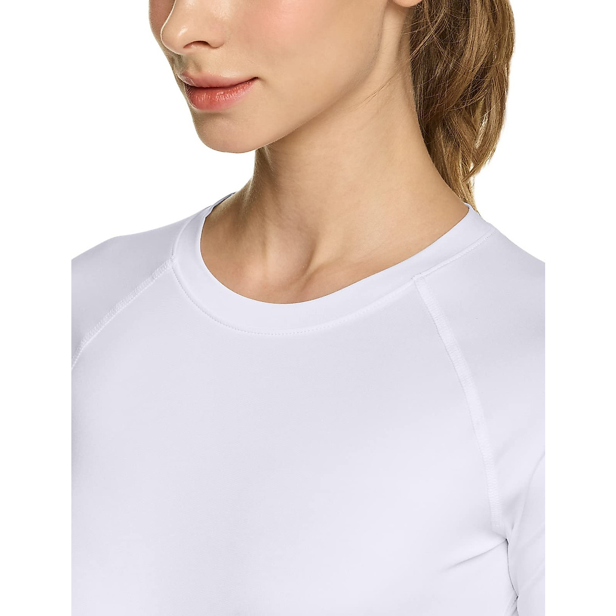 TSLA Women's Sports Compression Shirt, Cool Dry Fit Long Sleeve Workout Tops, Athletic Exercise Gym Yoga Shirts, 3pack White/White/White, Medium