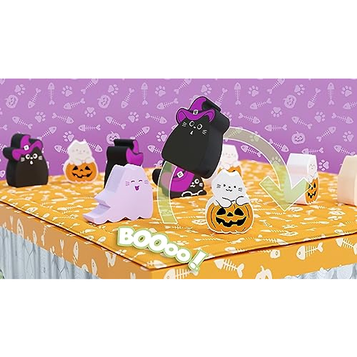 BOOoop by Smirk & Dagger: Adorable 2 Player Strategy Board Game, with 34 Cat and Kitten Pieces, Halloween Edition with New Ghost Cats, A Great Gift for Couples, Family, Adults and Kids Ages 10 and Up