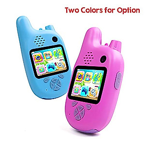Children Camera Walkie Talkie 8MP Dual Lenses 2.0inch IPS Screen Extended Memory Built-in Battery Music and Game Timer Shooting Automatic Focusing