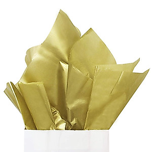 UNIQOOO 60 Sheets Metallic Gold Foil Gift Tissue Paper Bulk, Large 20X26 Inch, Recyclable Durable For Gift Bags Box Gift Wrapping DIY Craft, Wedding Birthday Party Favor Decor, Shredded Filler, Pinata