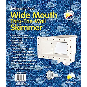 JED Pool Tools 45-430 Wide Mouth Thru-The-Wall Skimmer & Complete Acce, White
