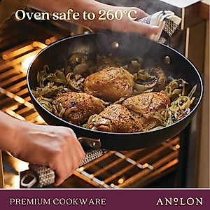 Anolon Nouvelle Copper Nonstick Frying / Fry Pan Set / Hard Anodized Skillet Set - 8.5 Inch and 10 Inch, Black Onyx