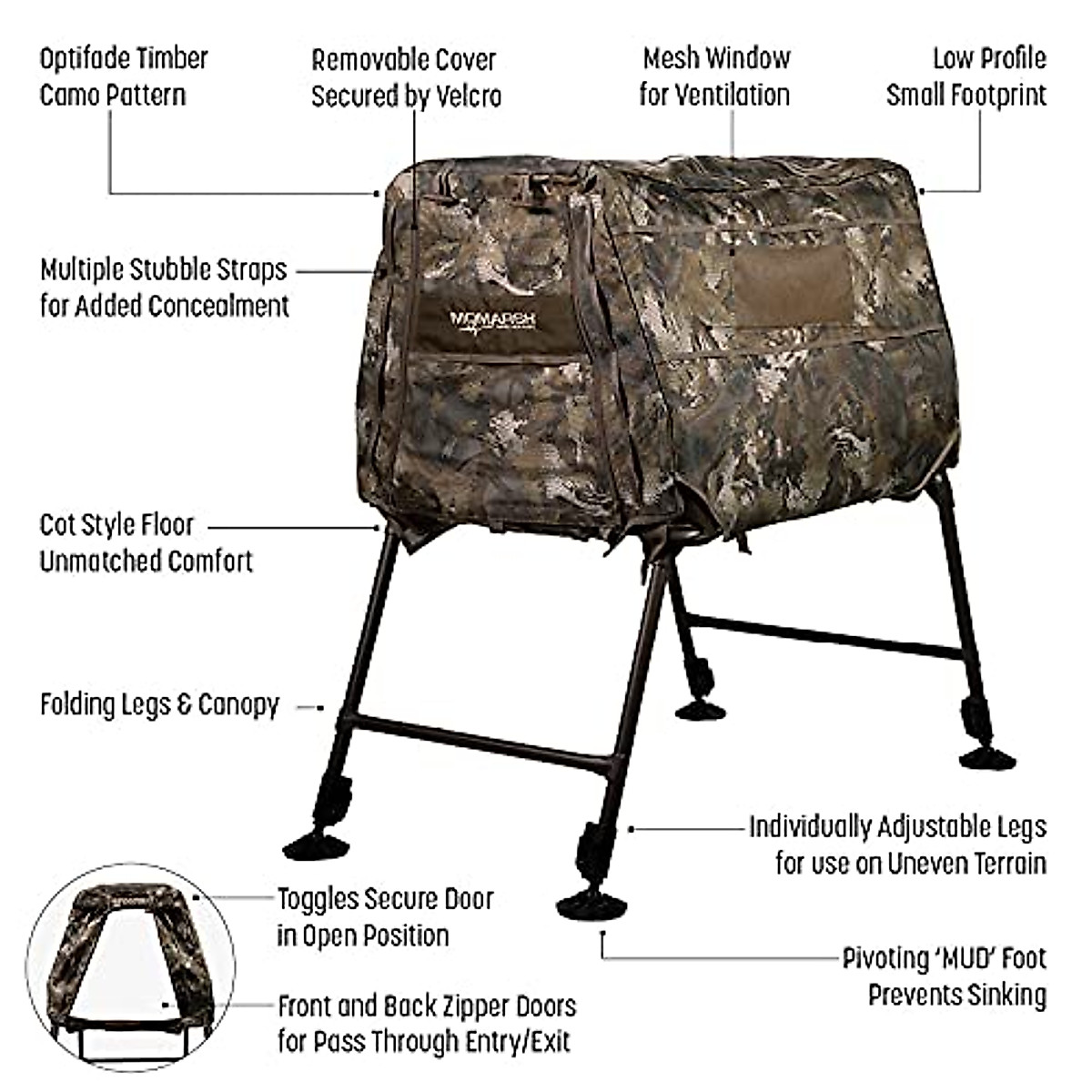 Momarsh Invisi Lab Dog Blind for Waterfowl Hunting & Gun Dogs (Optifade Timber)