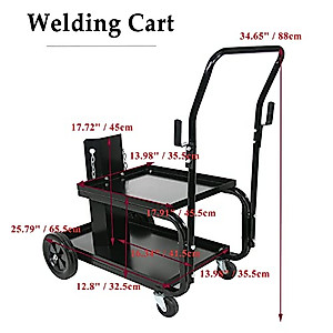 VEIYOUMO Welding Cart, 2-Tier Welding Carts for MIG/TIG Welder, Black