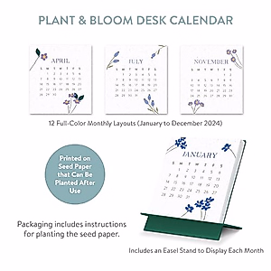 2024 Wall Calendar, Bella Flora Pockets Plus Wall Calendar, 12-Month Calendar, Spiral Desk Calendar Monthly Pocket, by Studio Oh! - Bella Flora (Floral Calendar)