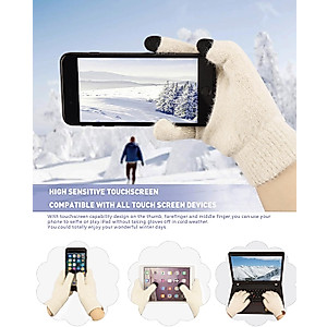 Womens Winter Warm Knit Beanie Hat Touchscreen Gloves Long Neck Scarf Set with Fleece Lined Skull Caps Gifts for Women Men