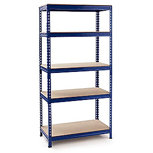 Tangkula 5-Tier Steel Storage Shelves, 73” Heavy Duty Garage Shelf with Adjustable Shelves, Boltless Shelving Unit for Free Combination, Metal Muscle Rack for Home Office Garage (1, Blue)