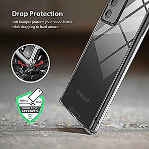 KIOMY Crystal Clear Case for Samsung Galaxy Note 20 5G Hybrid Design [Hard PC Back] with Flexible TPU Frame Shockproof Bumper Protective Transparent Cell Phone Back Cover Slim Fit Enhanced Corners