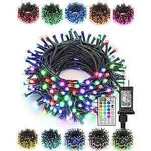 Flacchi Color Changing String Lights with Remote Control/Timing Function/Indoor & Outdoor RGB 105Ft 300LED Christmas Lights for Halloween, Christmas Decor, Garden, Party, Xmas Decorations