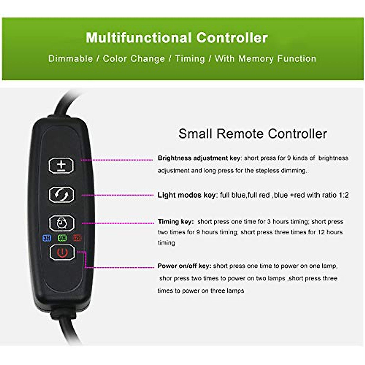 XINBAOHONG Grow Lights 10 Dimmable Levels Plant Grow Lights with 3 Modes Timing Function for Indoor Plants