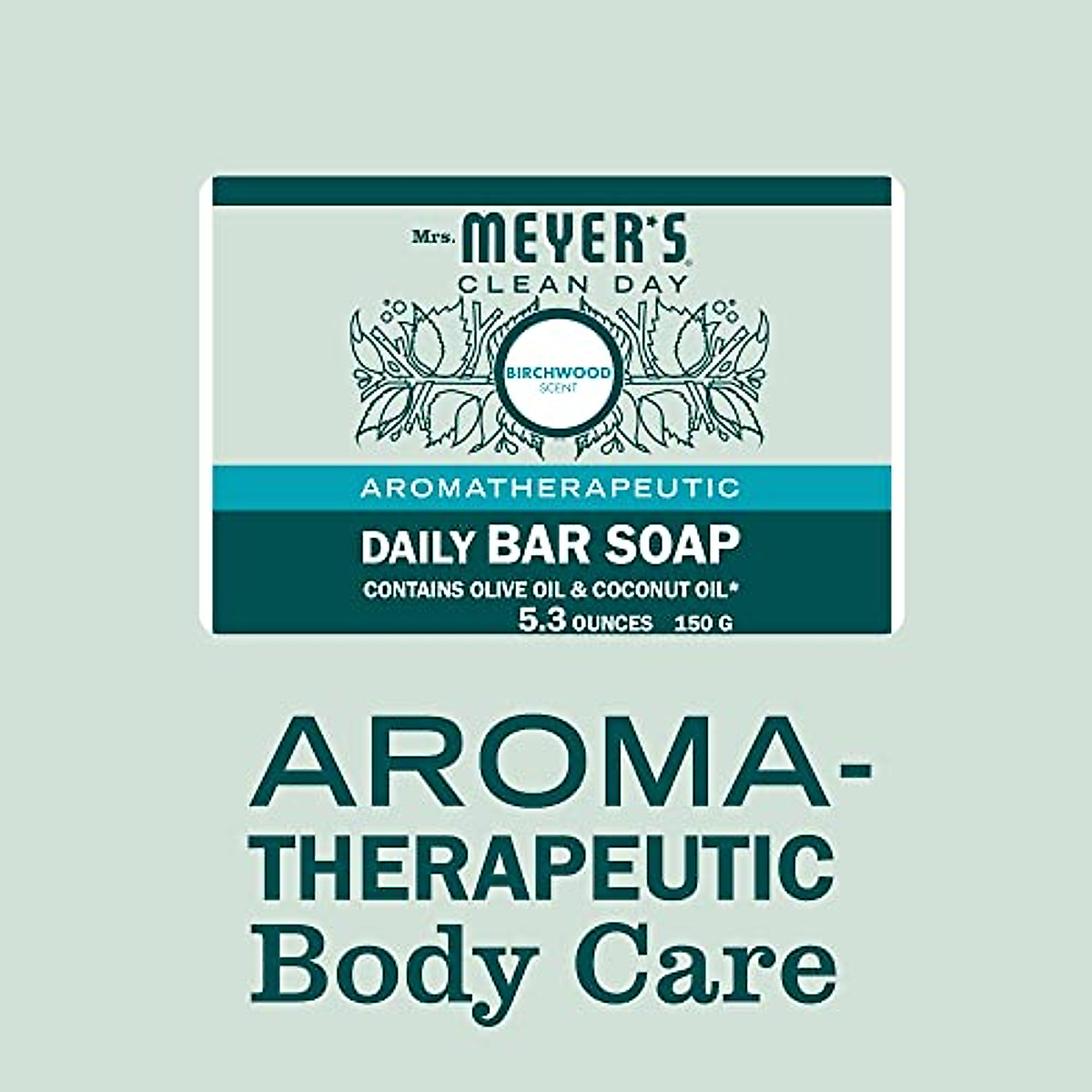 MRS. MEYER'S CLEAN DAY Bar Soap, Use as Body Wash or Hand Soap, Made with Essential Oils, Birchwood_, 5.3 oz, 4 Bars