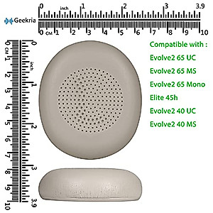 Geekria QuickFit Replacement Ear Pads for Jabra Evolve2 65 UC, Evolve2 65 MS, Evolve2 40 UC, Evolve2 40 MS, Elite 45h Headphones Ear Cushions, Headset Earpads, Ear Cups Cover Repair Parts (Beige)