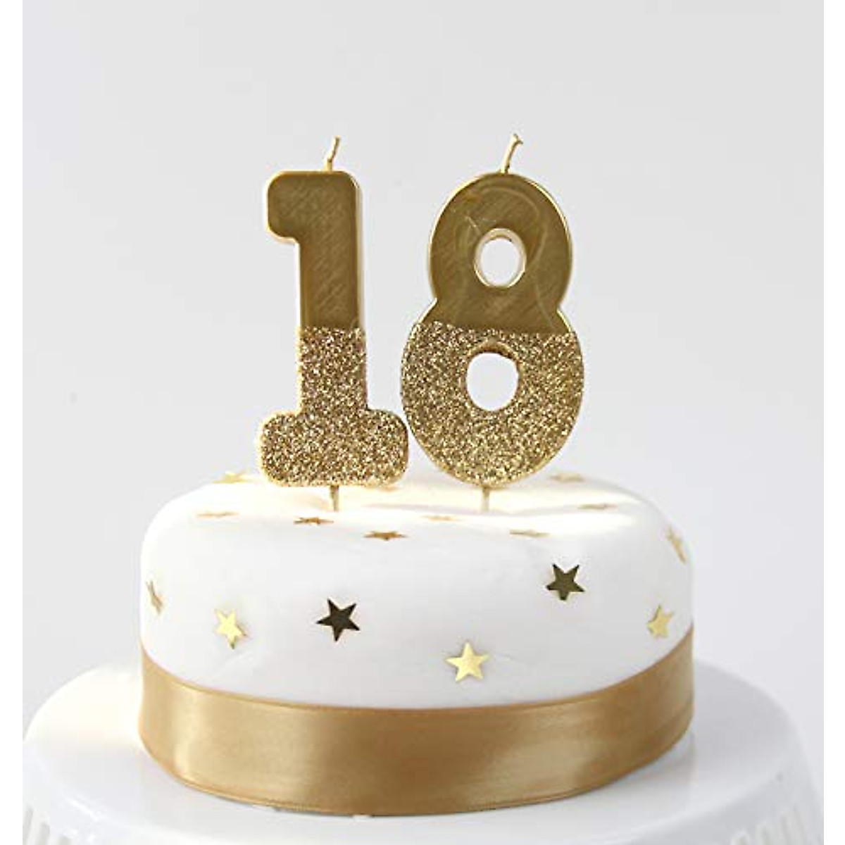 Gold Glitter Number 1 Birthday Candle| Premium Quality Cake Topper Decoration | Pretty, Sparkly For Kids, Adults, Teenagers, 1st Birthday Party, 18th, 21st, Anniversary, Milestone Age