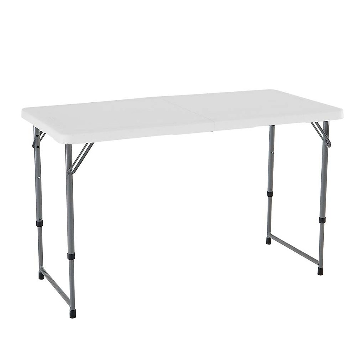 Lifetime Height Adjustable Craft Camping and Utility Folding Table, 4 Foot, 4'/48 x 24, White Granite