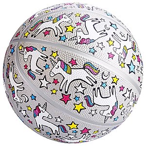 Richball Kids Basketball Size 5 Youth, 27.5" Girls Basketball Indoor Outdoor, Cartoon Unicorn Pink Basket Ball for Juniors Teens, Street Ball Games with 1 Pump, 1 Net