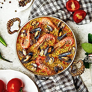 Crystalia Authentic Hammered Copper Pan, Traditional Handmade Copper Skillets for Cooking, Copper Egg Fry Omelet Pan with Ergonomic Metallic Handles, Hammered Copper Cookware (9.5 Inch)