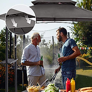 MASTERCANOPY  8 x 5 Grill Gazebo Outdoor BBQ Gazebo Canopy with 2 LED Lights (Gray)
