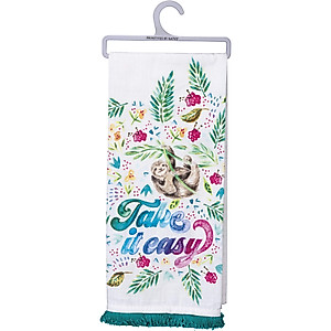 Primitives by Kathy Take It Easy Dish Towel in Sloth Watercolor Design 18” x 28"