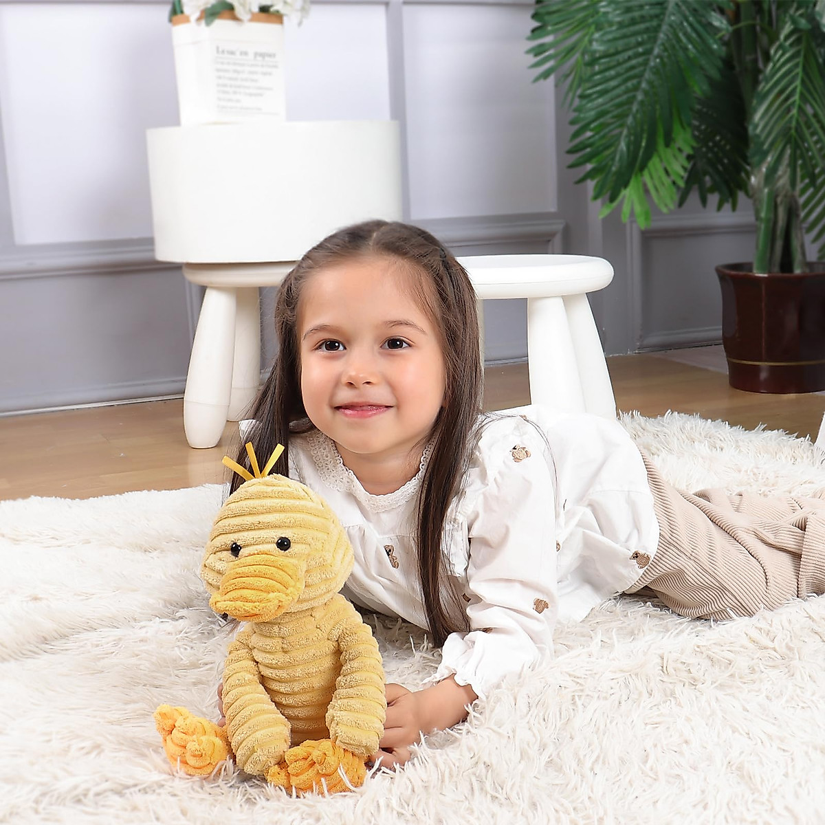 Apricot Lamb Toys Plush Corduroy Duck Stuffed Animal Soft Cuddly Perfect for Child (Corduroy Duck, 8.5 Inches)
