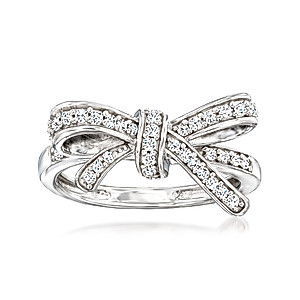 Ross-Simons 0.35 ct. t.w. Diamond Bow Ring in Sterling Silver. Size 7