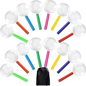 ELCOHO 16 Pack Magnifying Glasses Plastic Colorful Magnifying Glasses for Party Favors Educational Toys with Storage Bag, 8 Colors