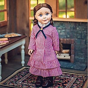 The Queen's Treasures 18 Inch Doll Clothes, Little House on The Prairie Authentic Laura Ingalls Red Check Dress Outfit, Compatible for Use with American Girl Dolls