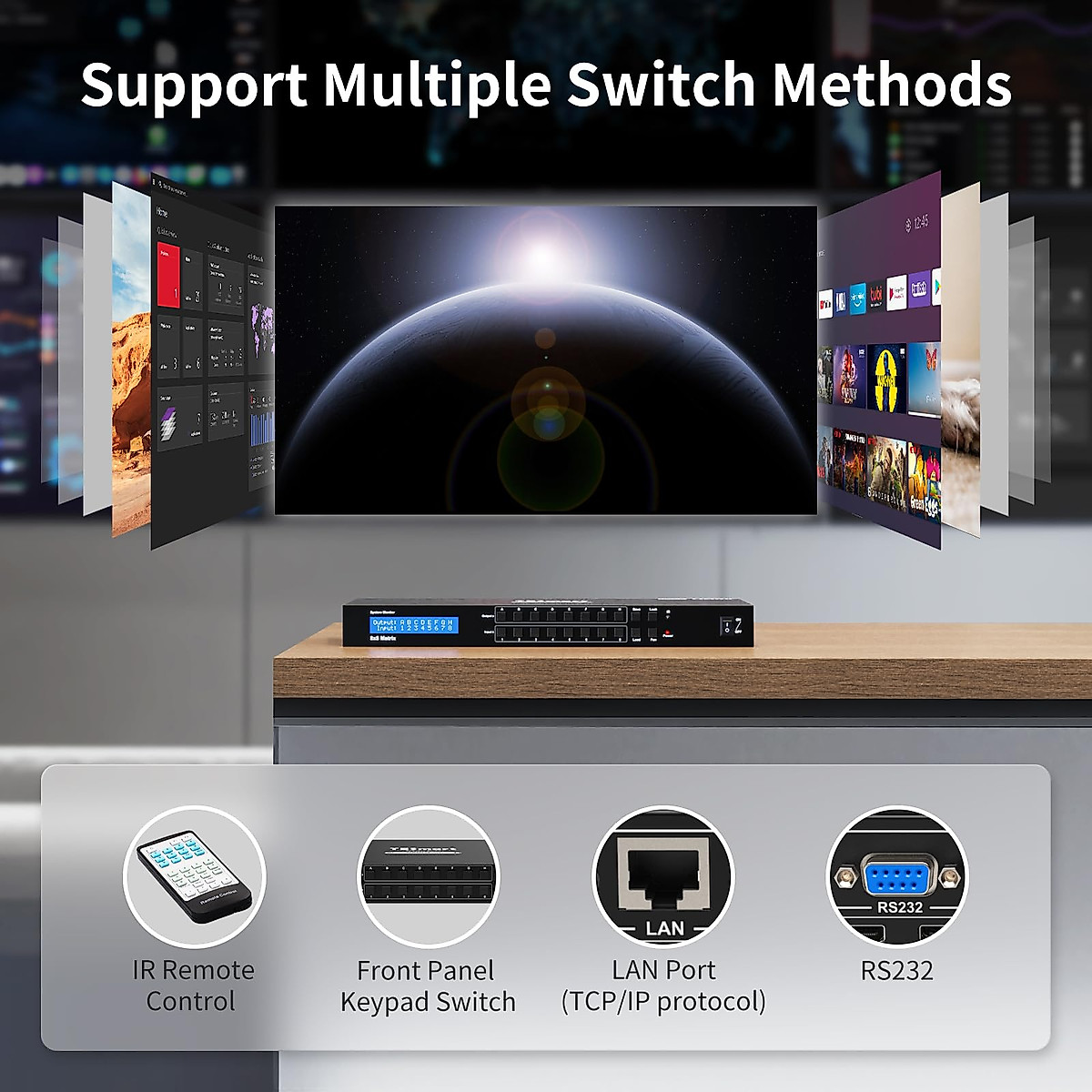 TESmart 8x8 HDMI Matrix 4K Matrix Switcher Support EDID, 4K@30HZ, 1080P 3D, HDCP, 8 in 8 Out HDMI Switch with IR Remote Control, RS232, TCP/IP Control, Rack-Mount HDMI Matrix