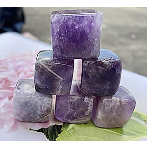 Amethyst Whiskey Stones Chilling Crystal Ice Cubes for Drinks Whiskey Rocks 0.8" Wine Cubes Gifts for Women Set of 6