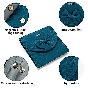 TEABAN Travel Jewelry Organizer Case Portable - Practical Tavel Jewelry Pouch, Jewelry Bag Roll for Tangle-Free Necklaces, Earrings, Rings Storage, Bracelet(Blue, Small