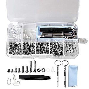 FASHIONROAD Eyeglasses Repair Kit, 10 Pairs Screws Nose Pads, Tiny Screws with Micro Screwdriver Tweezer for Glasses,Sunglasses, Watch Repair