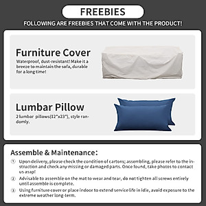 Rattaner 3-Seat Patio Wicker Sofa, Outdoor Rattan Couch Furniture Steel Frame with Furniture Cover and Deep Seat High Back, Blue Anti-Slip Cushion.