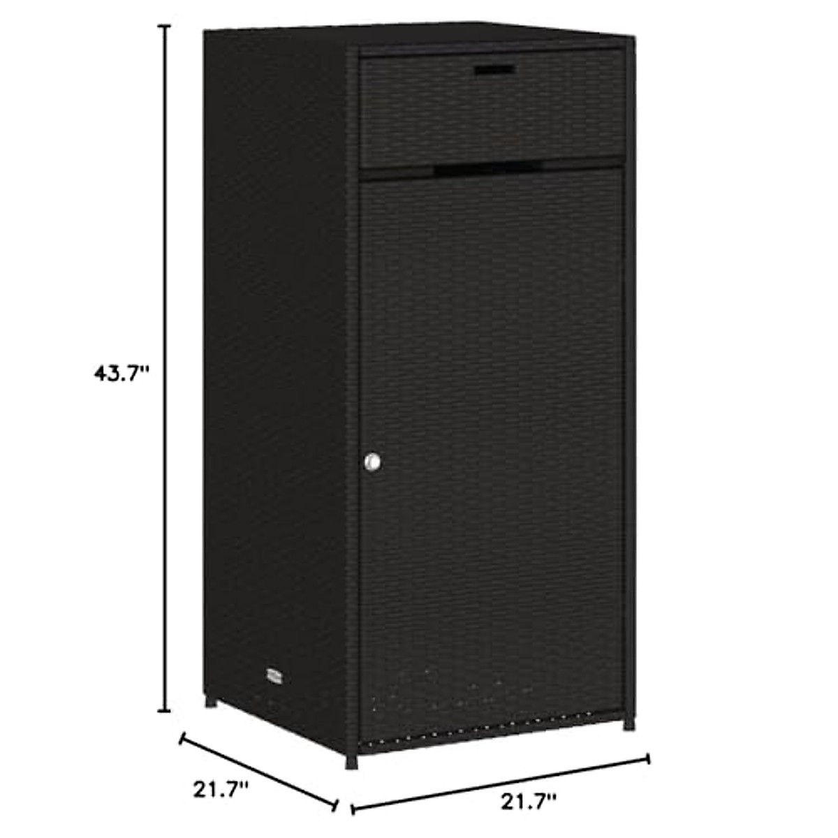 GOLINPEILO Wicker Patio Garden Storage Cabinet, Outdoor Towel Rack & Pool Cabinet, Freestanding PE Rattan Wicker Storage Cabinet, Black 21.7"x21.7"x43.7" Poly Rattan, -343