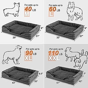 DogBaby Dog Beds for Large Medium Dogs, Washable Medium Dog Bed, Dog Couch Bed for Comfortable Sleep, Orthopedic Egg Foam Bolster Dog Bed with Removable Washable Cover and Nonskid Bottom, Pet Bed