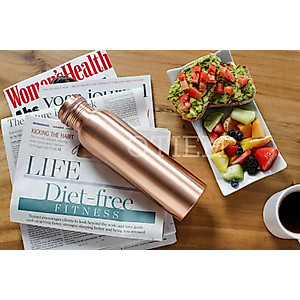 Otiem Copper Water Bottle 2 Pack I Copper Bottle Bundle I 1 Sleek Copper Water Bottle for Drinking plus 1 Hammered Copper Water Bottle Ayurvedic I Extra Large 32oz Copper Vessel for Drinking Water