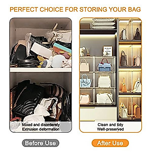GZHOK 4 pack Clear Plastic Purse Organizer for Closet,Handbag Storage,Purse Storage Organizer,Clear Display Storage for Wallet,Shoes,Book,Cosmetic,Toys,Clothes