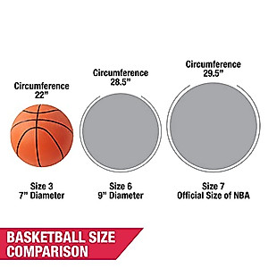 Hall of Games Size 3 Basketball, Indoor & Outdoor 3-Pack, 7-inch Diameter Durable Rubber Ball, Perfect for Arcade Games