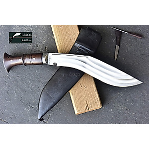 GK&CO. Kukri House Genuine Kukri/khukuri - Authentic 12" 3 Chirra (3 Fuller) The Beast, Full Tang Wooden Handle, Black Leather Sheath Khukuri- Handmade in Nepal Imported