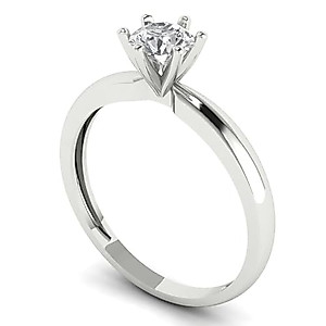 Clara Pucci 0.50 ct Round Cut Solitaire Moissanite Engagement Wedding Bridal Promise Anniversary Ring in 18K White Gold Size 11