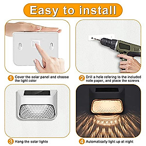 Permanent On All Night Solar Outdoor Lights 6 Pack, 2 Lighting Modes, Warm White/Cool White, IP65 Waterproof, Decorative Lighting for Fence Deck Garden Yard Stair Patio Post Pathway Steps(White02)