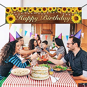 Sunflower Birthday Banner Party Decorations for Women Girls, Sunflower Theme Happy Birthday Sign Party Supplies, Sunshine Sunflower Bday Photo Background Decor for Indoor Outdoor