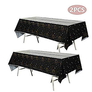 MAGJUCHE 35th Birthday Table Cloth Covers, 2-Pack Plastic Tablecloths for Rectangle Tables 35 Years Party Decorations Supplies