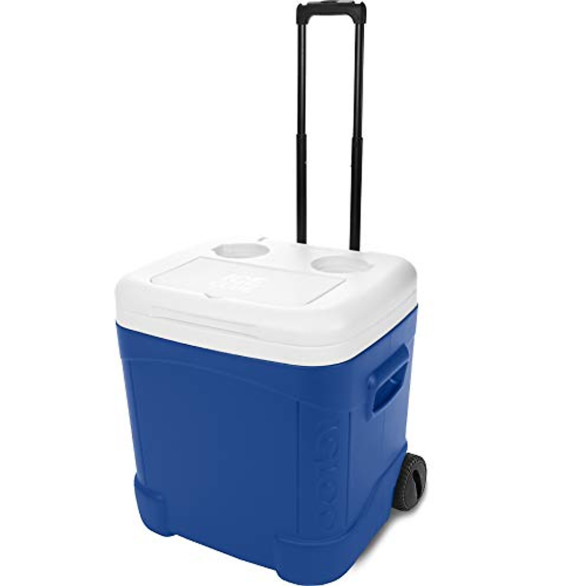 Igloo Ice Cube Wheeled Roller Cooler, White/Blue, 60 Qt