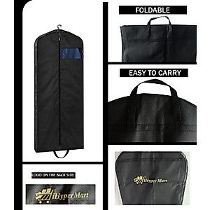 iHyperMart Long Garment Bags 65" Closet Storage Garment Bags for Travel Clothes Wardrobe Closet Bags Clothing Storage Bags Wedding Dress Cover 100GSM Waterproof Black Pack of 2 for Gowns Tuxedos Coats